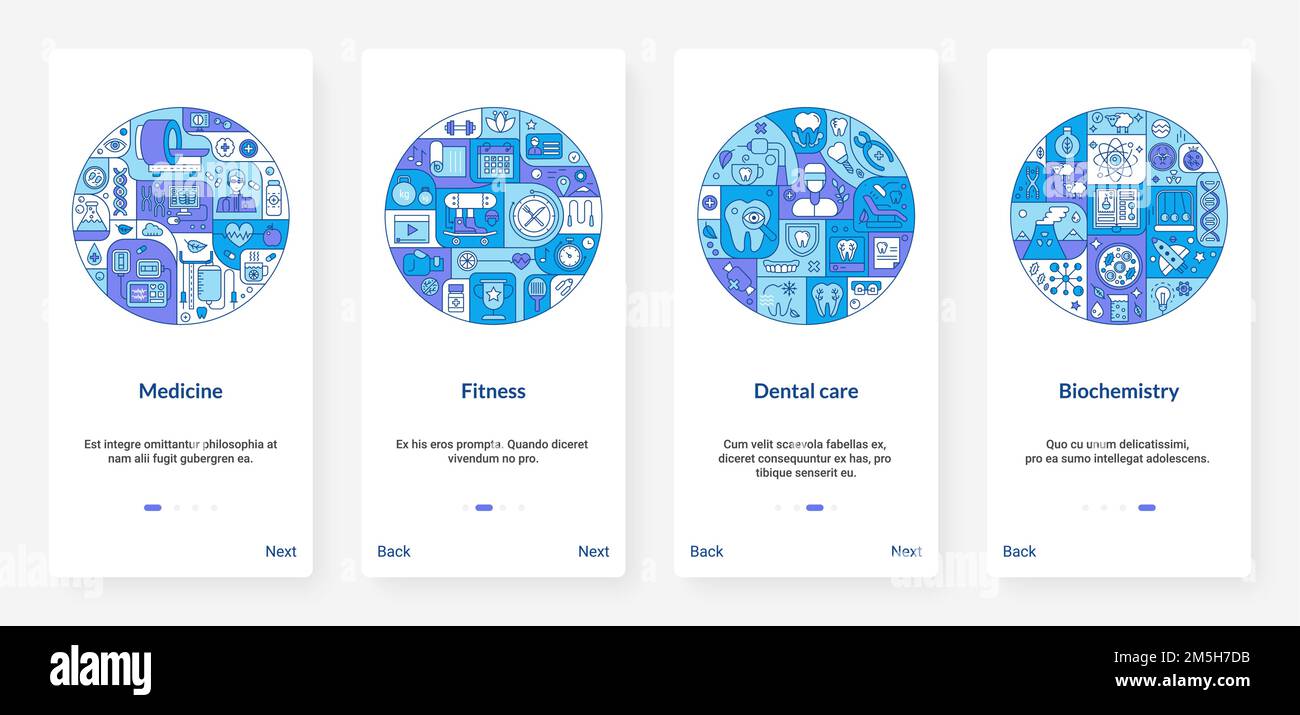 Science research in medicine, dentistry and sport fitness vector ...