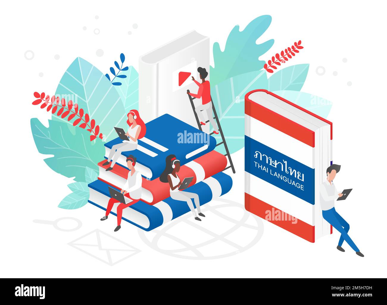 Online Thai language courses, remote school or university isometric ...