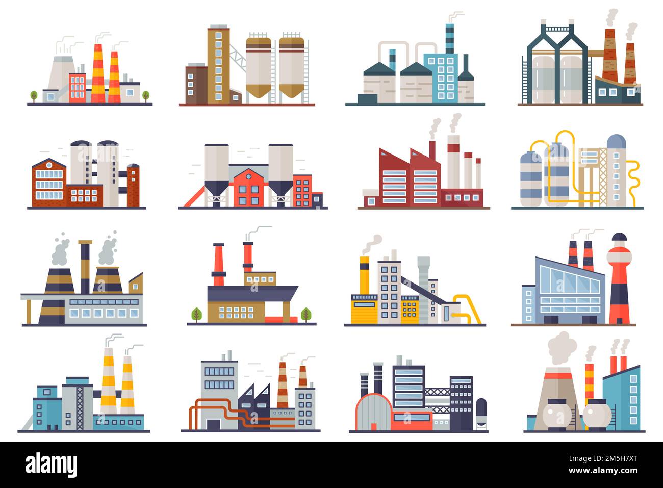 Factory industry manufactory power electricity buildings set isolated ...