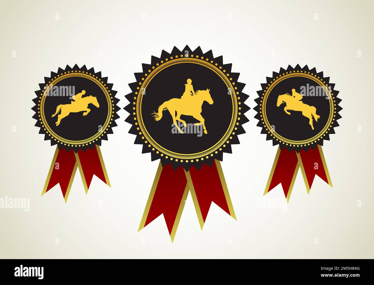 Horse Symbol Award Rosette Red Ribbon Icon Set Stock Vector Image & Art ...