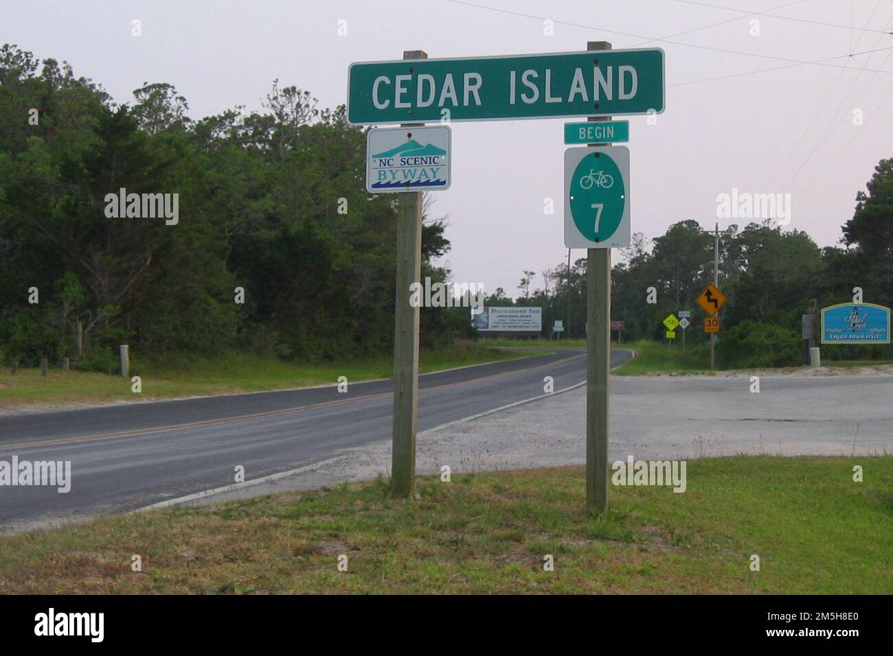 Outer Banks Scenic Byway - Signage at Cedar Island. This sign signals ...