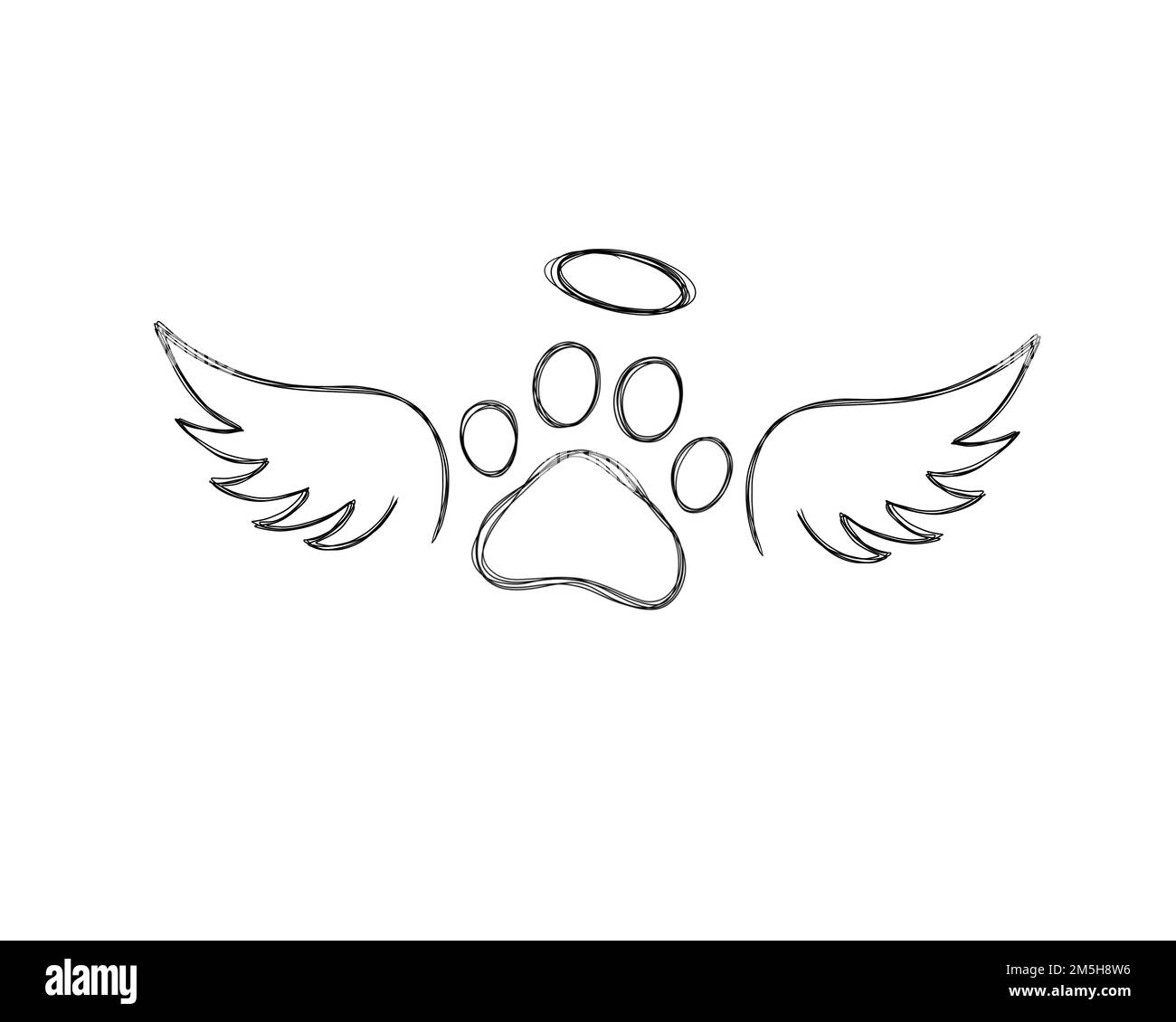 Dog paw, dog footprint and angel wings - pet care. dog footprint tattoo ...