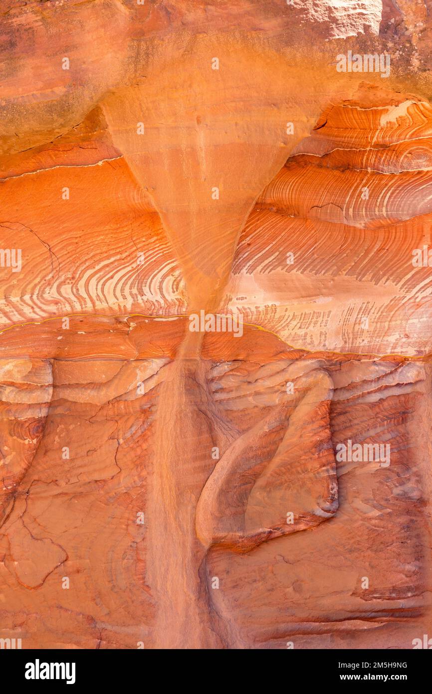 Multi-colored sandstone rock and mineral layers in ancient tombs of ...