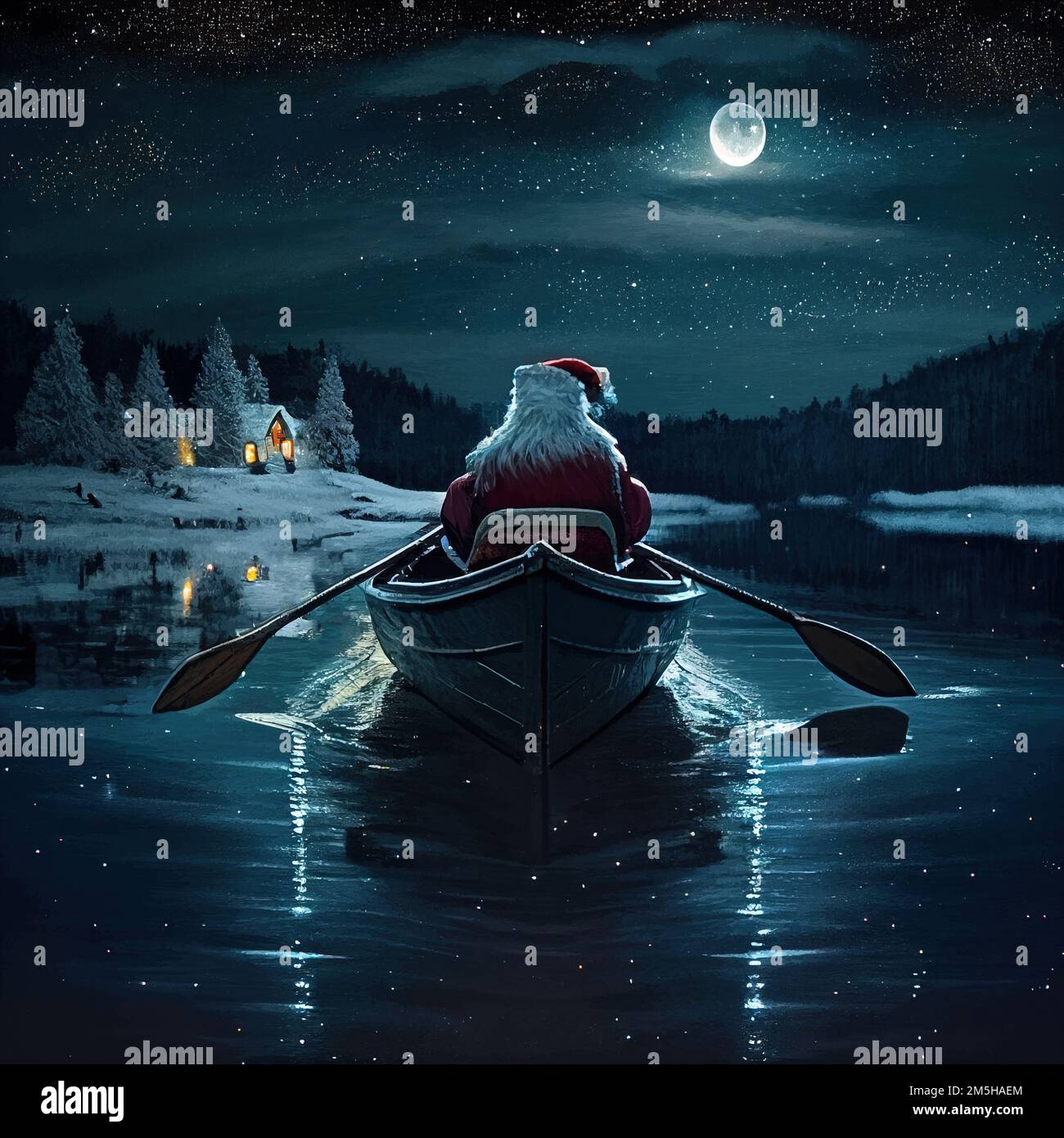 Santa Rowing Boat Bringing Ts Santa Claus Rowing Boat On Christmas