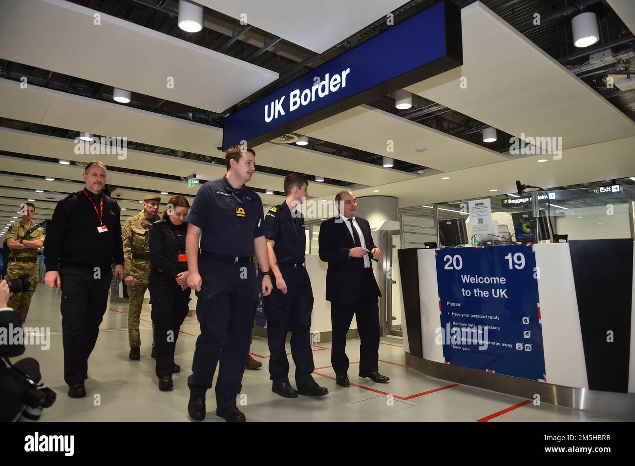 Defence Secretary Ben Wallace (right) at Manchester airport meeting members of the military as ...