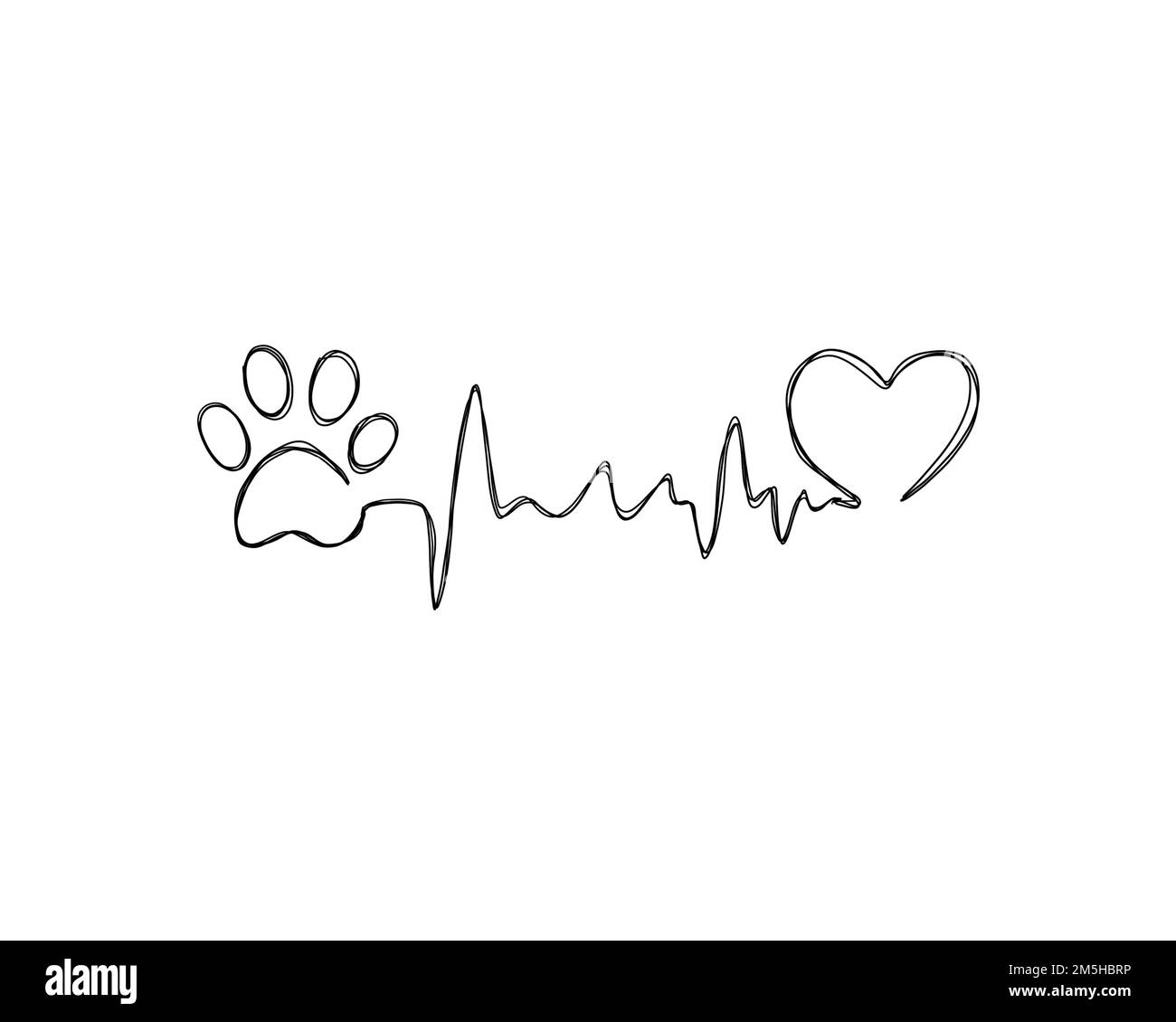 line art illustration pet care, dog footprint. Dog paw tattoo idea, dog ...