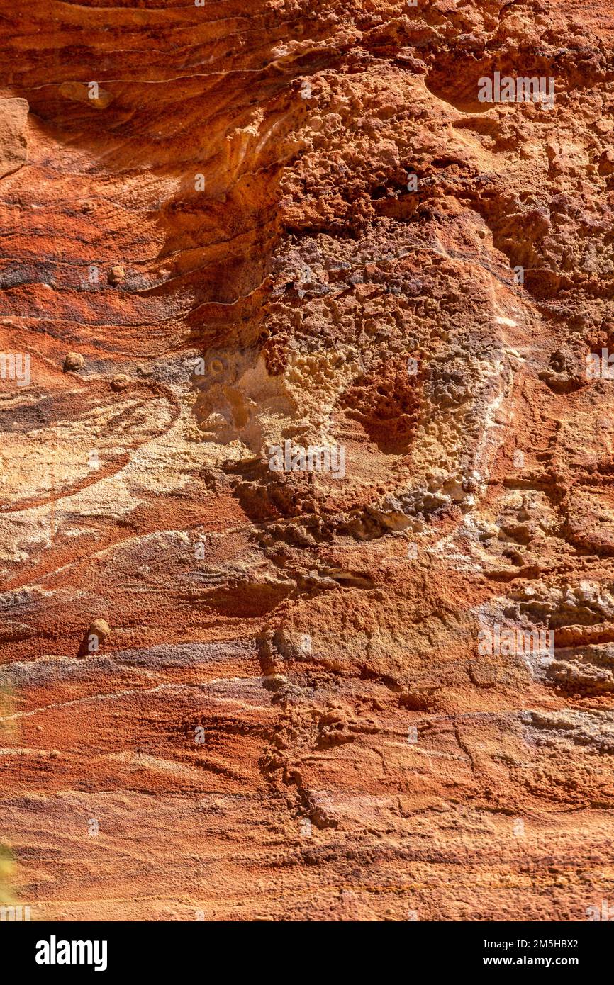 Multi-colored sandstone rock and mineral layers in ancient tombs of ...