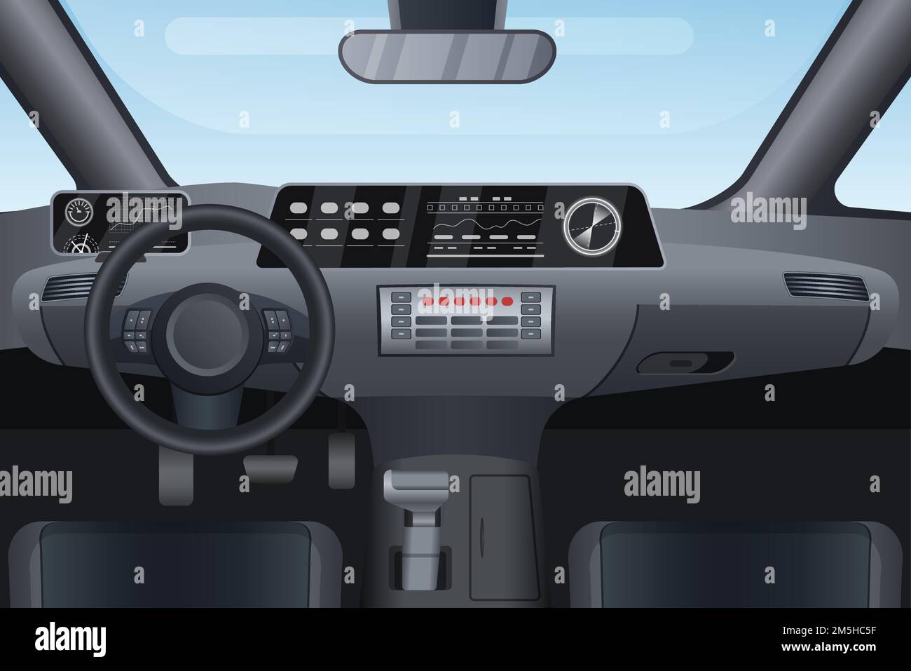 Car auto salon interior vector illustration. Cartoon flat details of ...