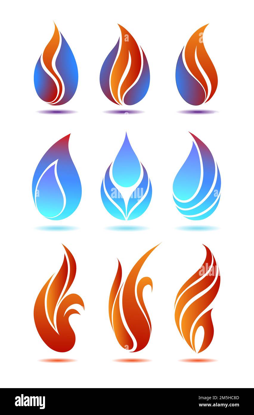 Symbols red and blue fire on white background vector Stock Vector Image ...