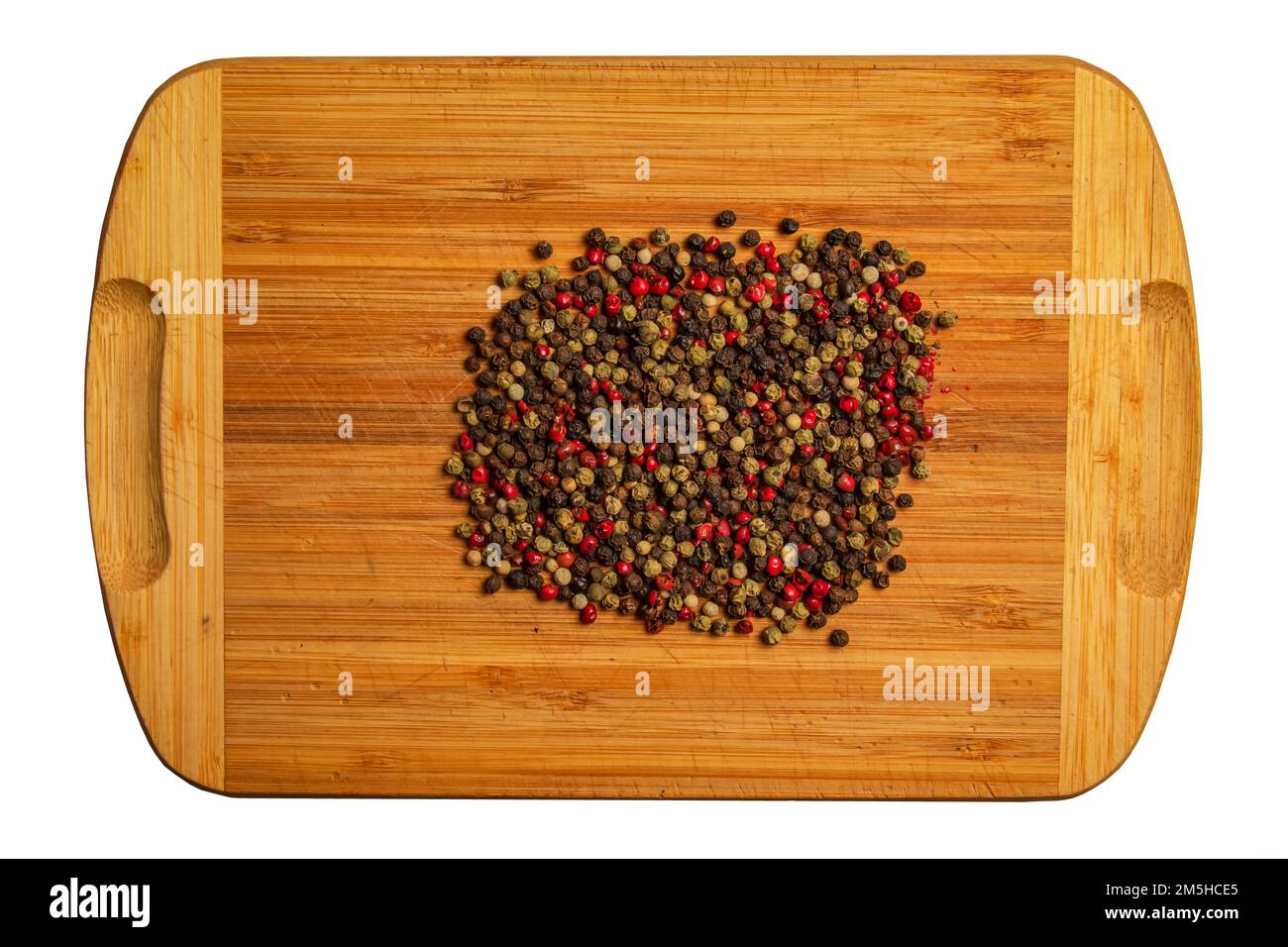 Wooden food background with spices. A mixture of peppers on a kitchen ...
