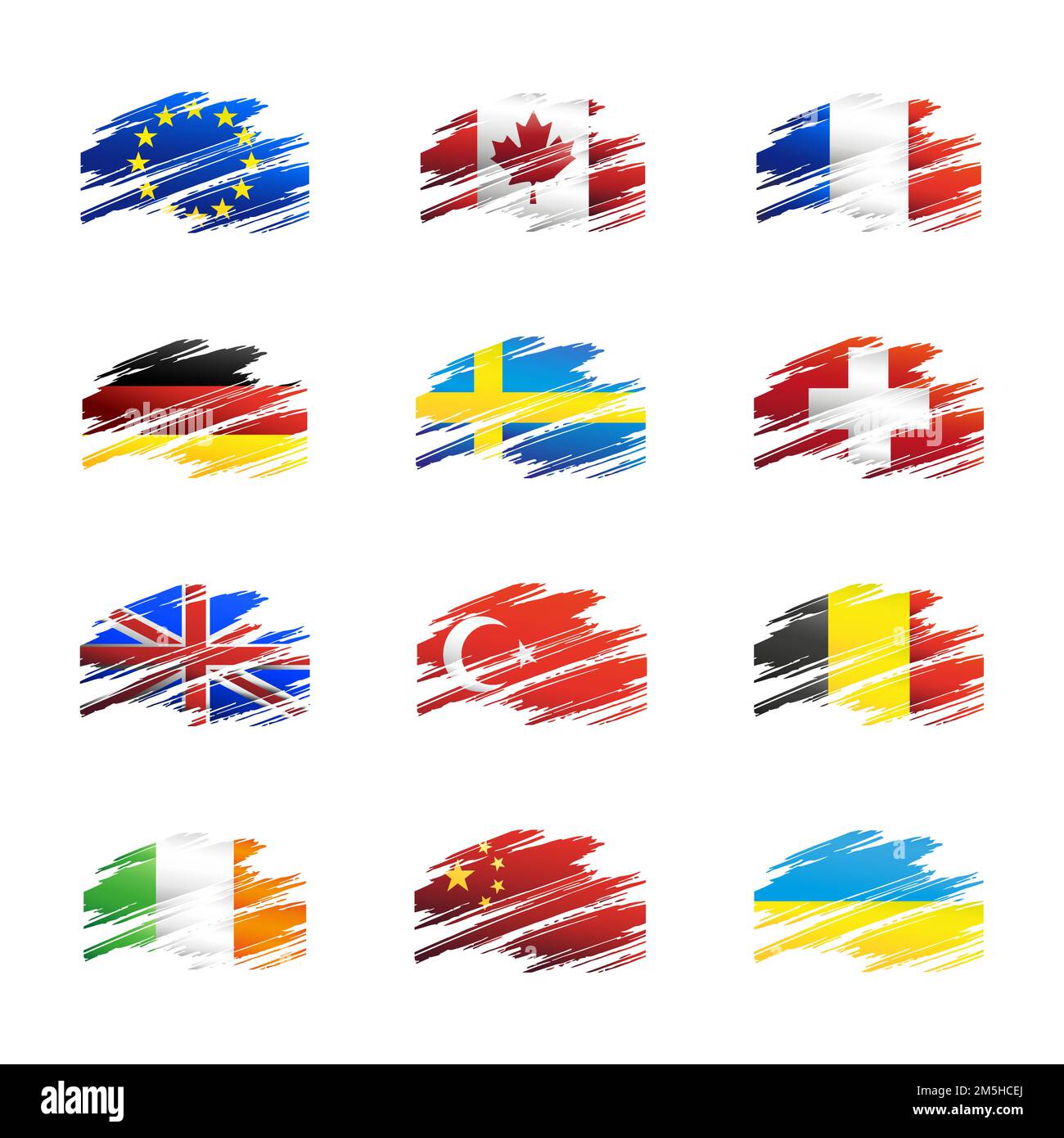 vector set flags in the form traces brush isolated Stock Vector Image ...