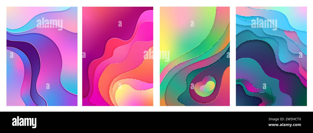 Metallic modern gradient active mixed gradient color paper cut art ...