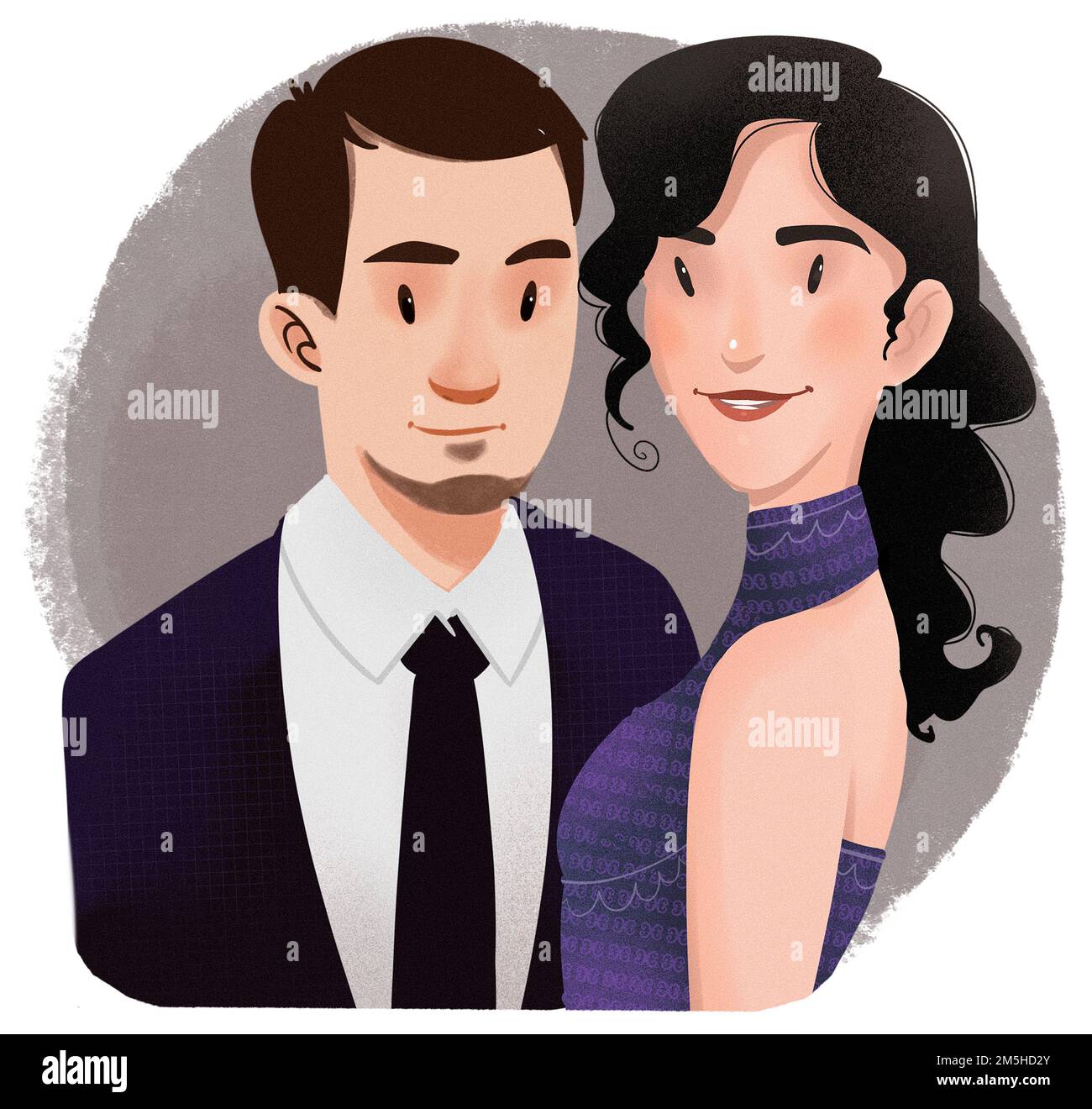 Family Portrait Illustration with Baby Stock Photo - Alamy