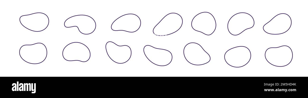 Organic Line Shapes Set Abstract Fluid Melt Dynamic Blob Wave Pattern