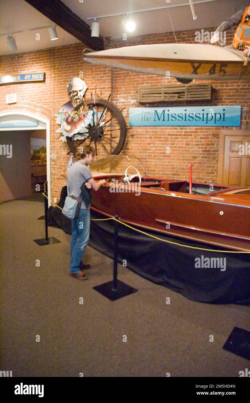 Great River Road - Boats inside the Mississippi Museum. A visitor ...