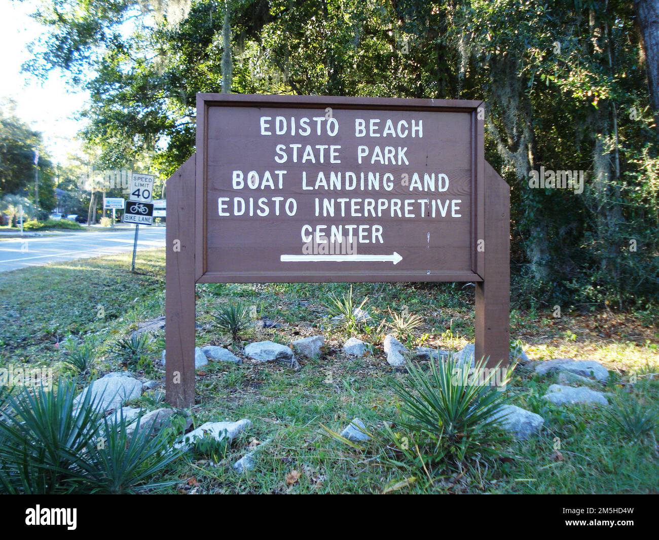 . The turn-off of SC 174 onto State Cabin Road and the Edisto Beach ...