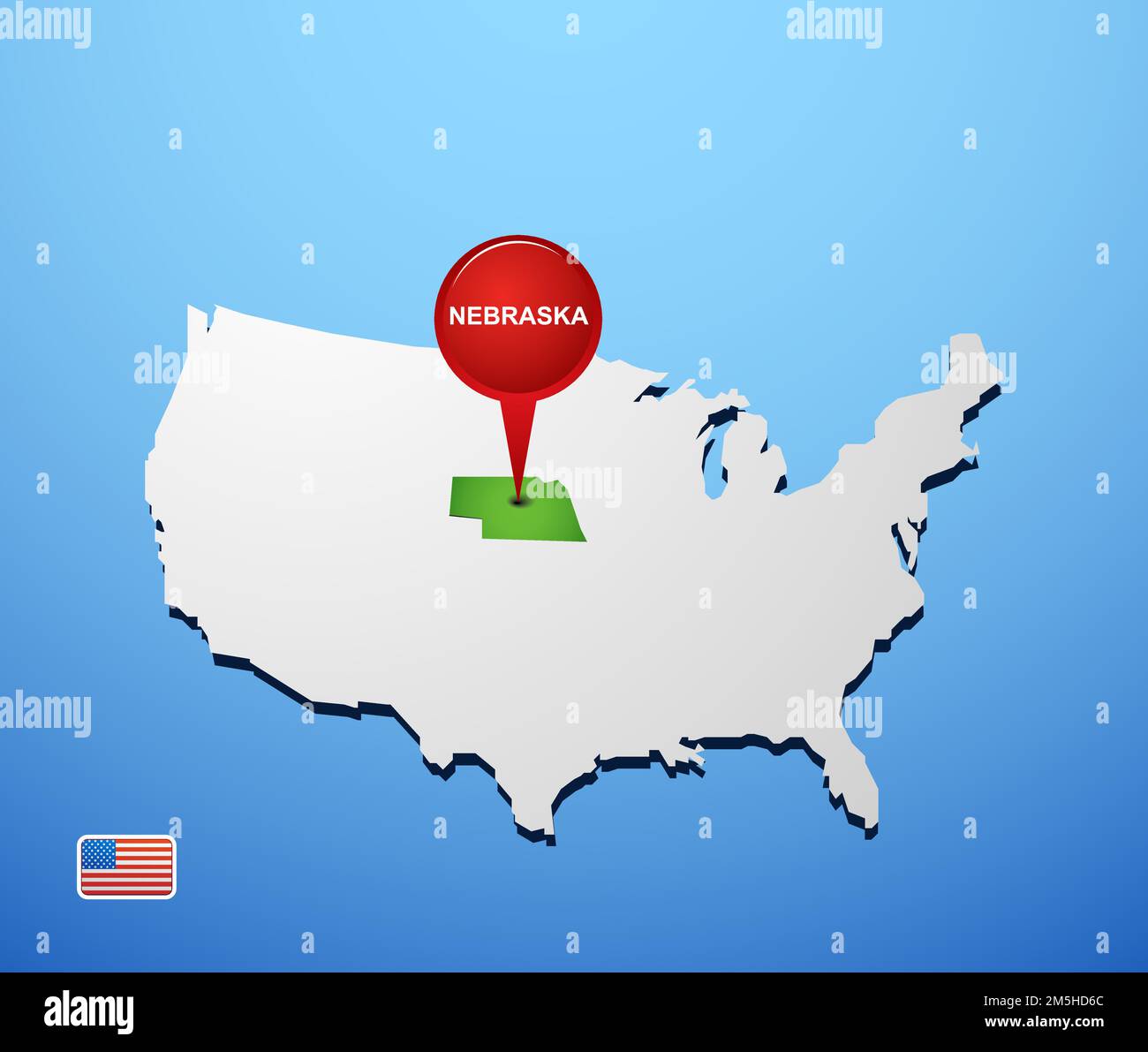 Nebraska on USA map Stock Vector Image & Art - Alamy