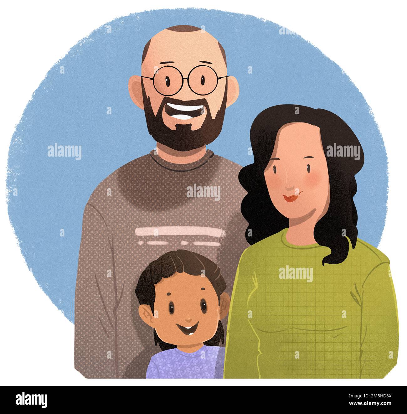 Family Portrait Illustration with Baby Stock Photo - Alamy