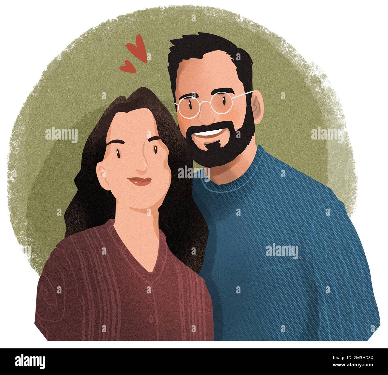 Family Portrait Illustration with Baby Stock Photo - Alamy