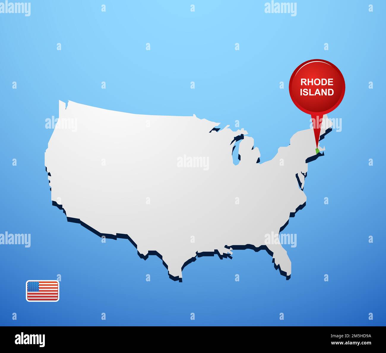 Rhode Island on USA map Stock Vector Image & Art - Alamy