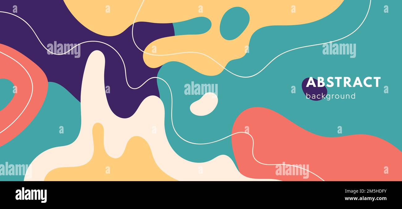 Abstract background with dynamic blob wave. Doodle fluid melt. Flat ...