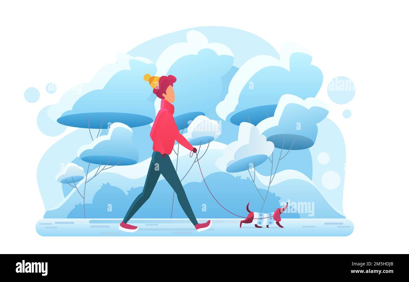 Dog walking in winter Stock Vector Images - Alamy
