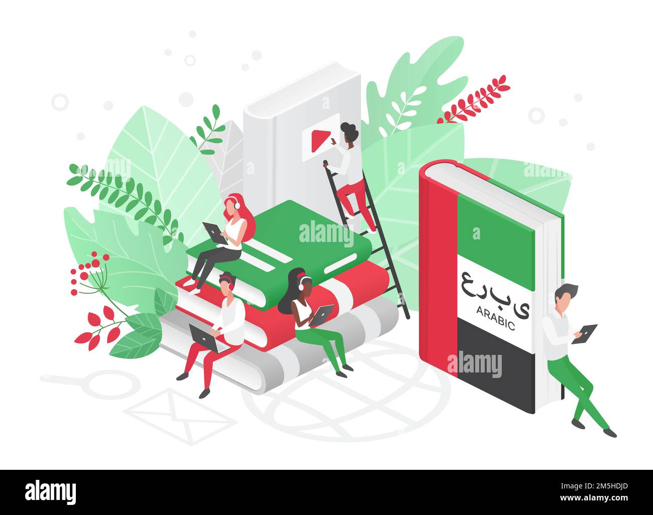Online Arabic language courses isometric 3d vector illustration ...