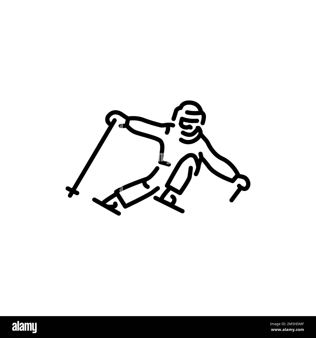 Skier color line icon. Skiing in winter Alps. Vector illustration Stock ...