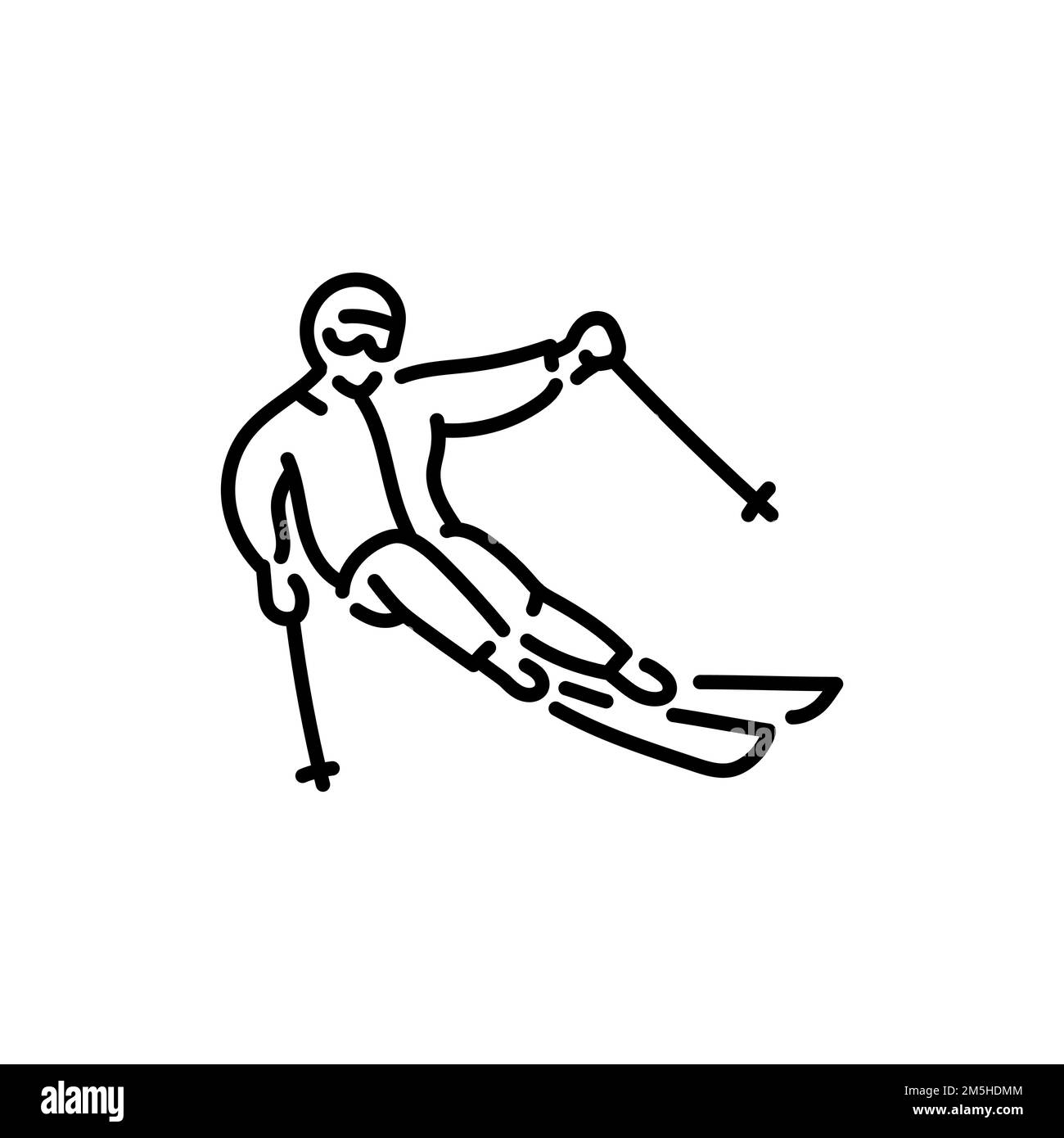 Skier color line icon. Skiing in winter Alps. Vector illustration Stock ...