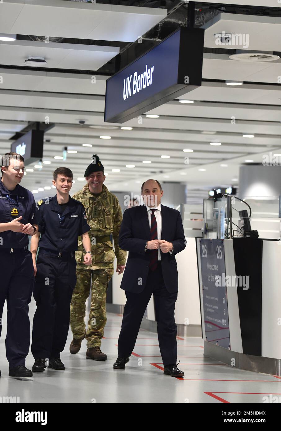 Defence Secretary Ben Wallace (right) at Manchester airport meeting ...
