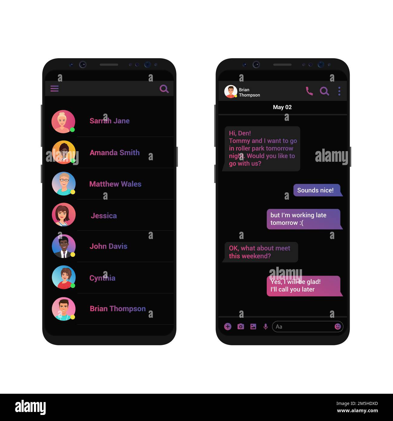 Social network Messenger concept vector illustration. Messenger dark ...