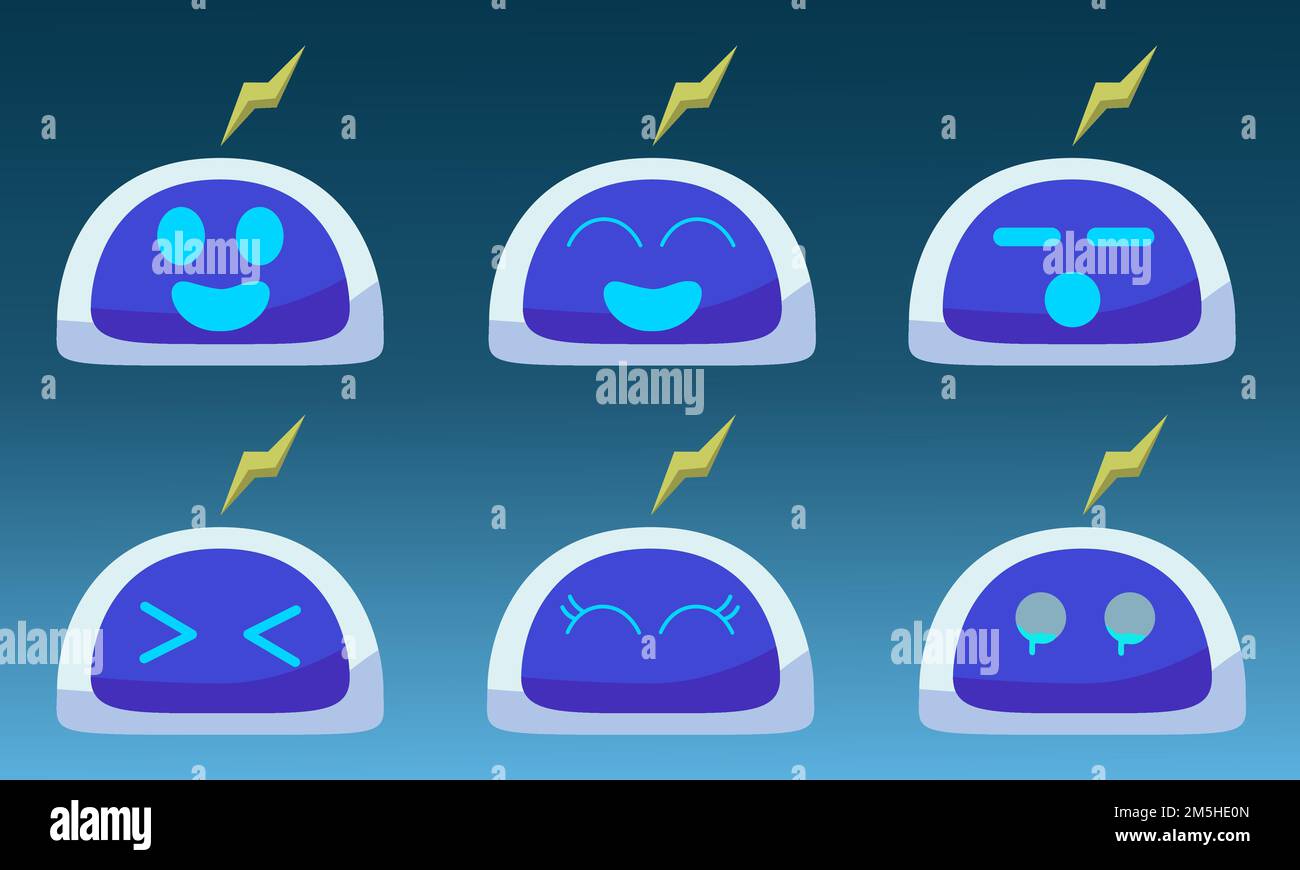 a blue robot emoticon icon set Stock Vector Image & Art - Alamy