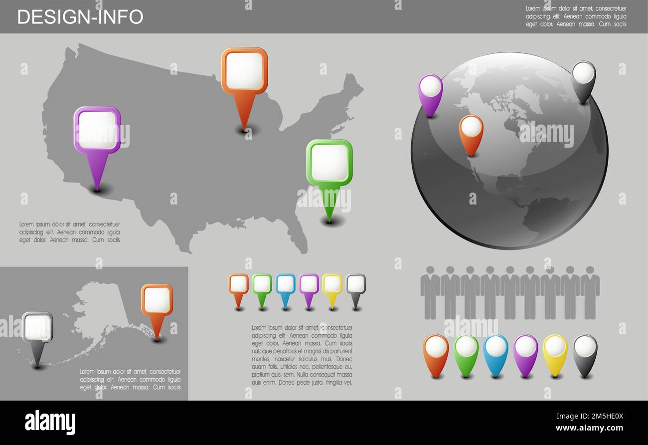 Globe and USA Map with Pointers vector Stock Vector Image & Art - Alamy