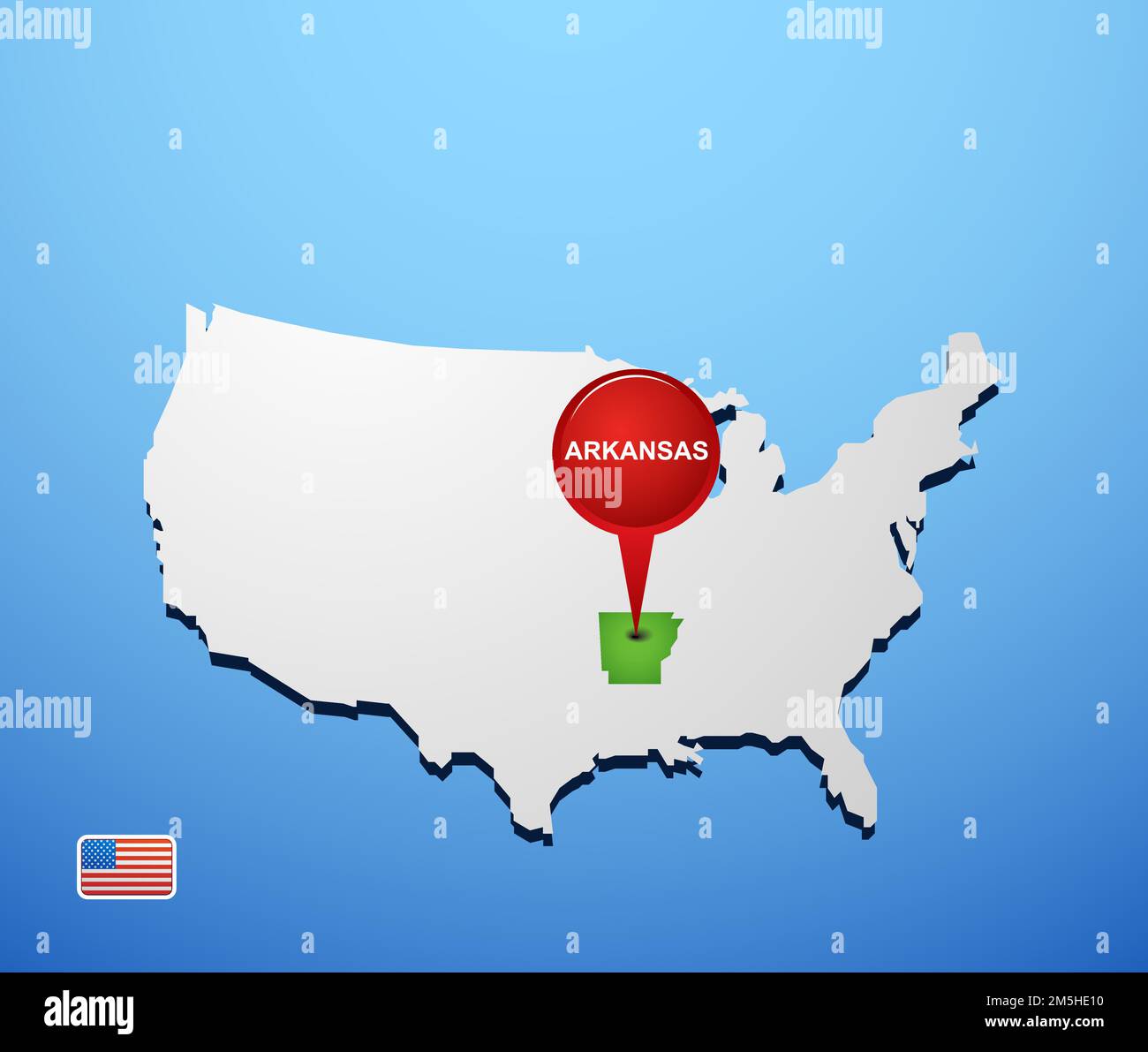 Arkansas on USA map Stock Vector Image & Art - Alamy