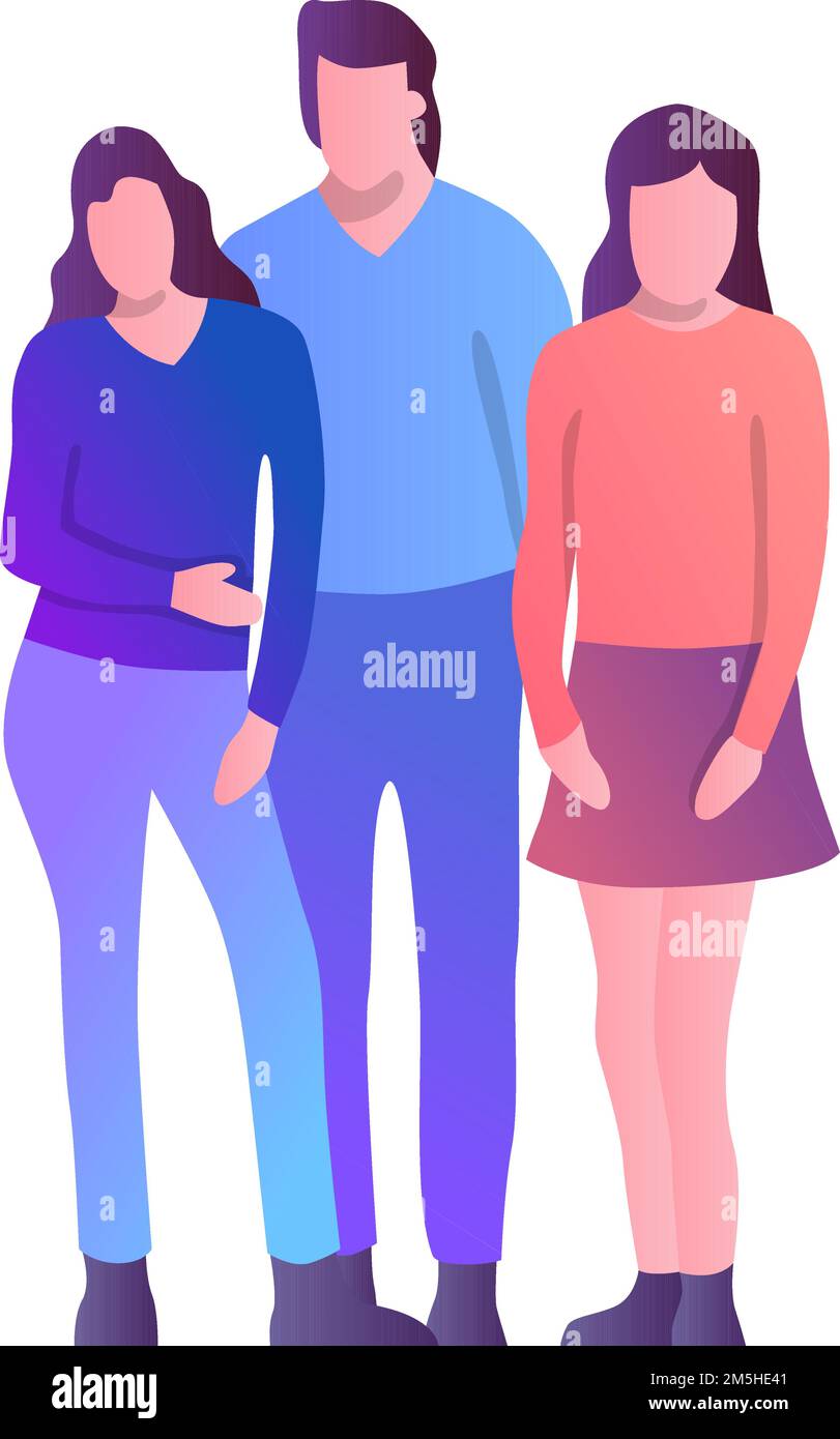 Friends together vector. Young people group flat icon. Male and female ...