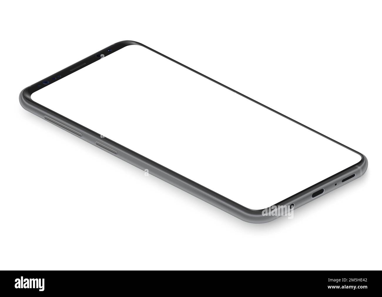 Realistic isometric black frameless smartphone mockup perspective view ...
