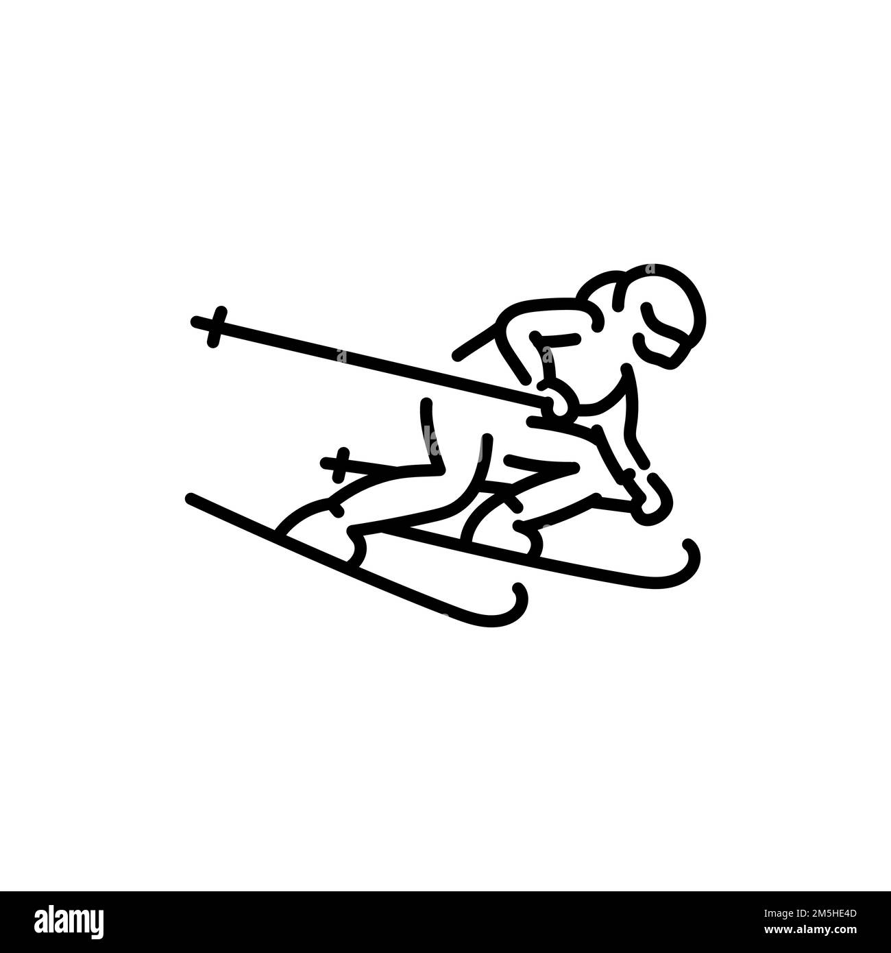 Skier color line icon. Skiing in winter Alps. Vector illustration Stock ...