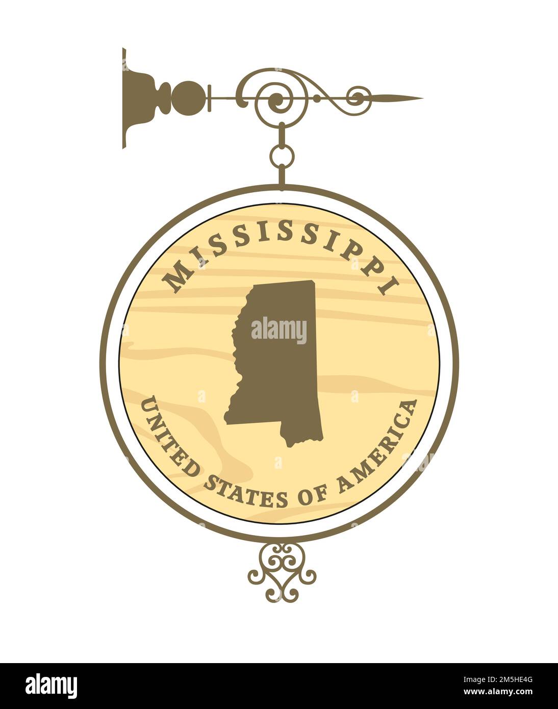 Vintage label with map of Mississippi, vector Stock Vector Image & Art ...