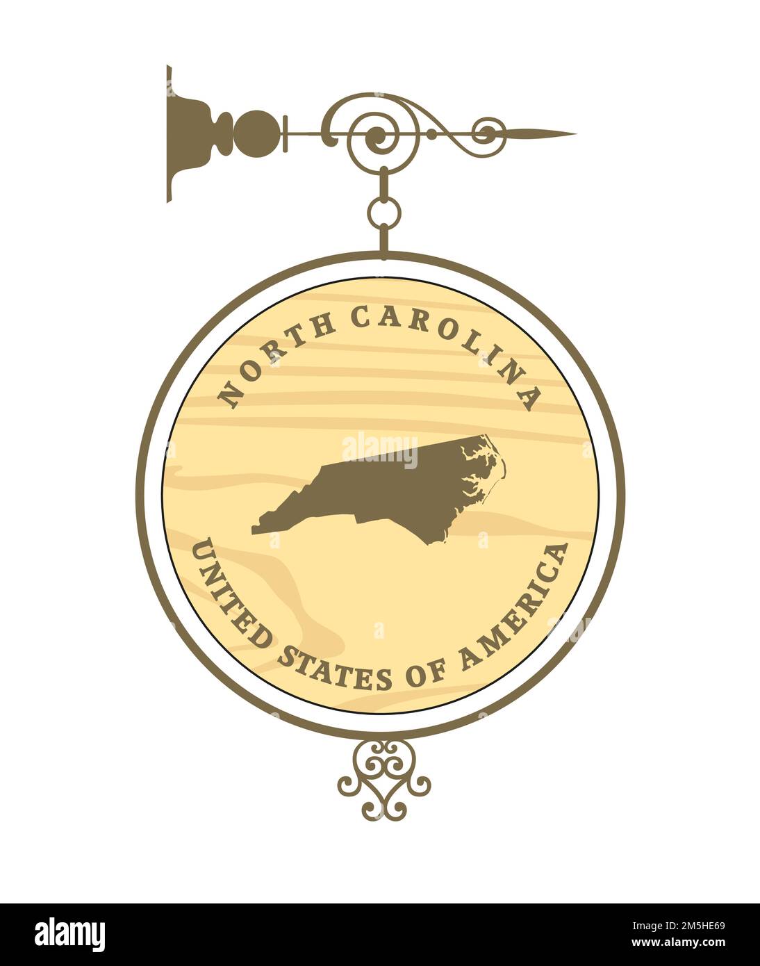 Vintage label with map of North Carolina, vector Stock Vector Image ...