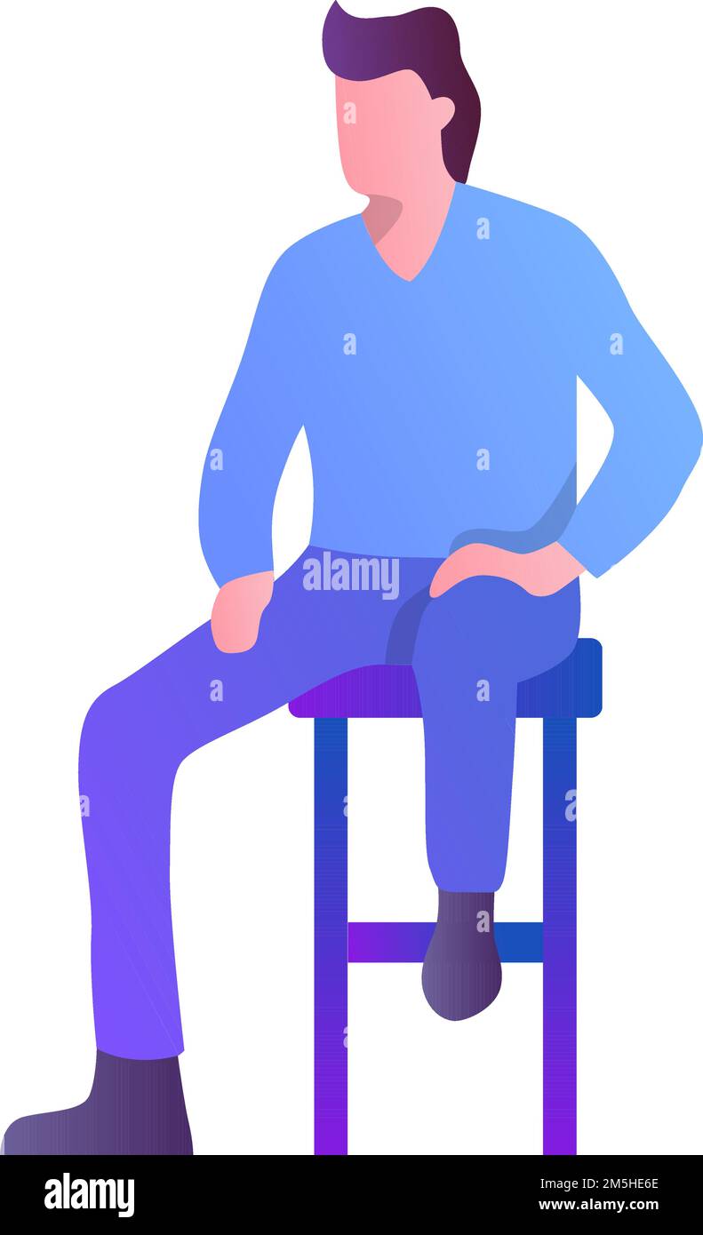 Business man on chair vector icon. Businessman sitting on stool ...