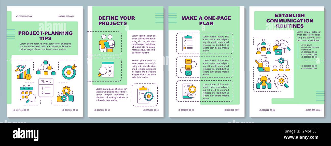 Tips for project planning green brochure template Stock Vector Image ...