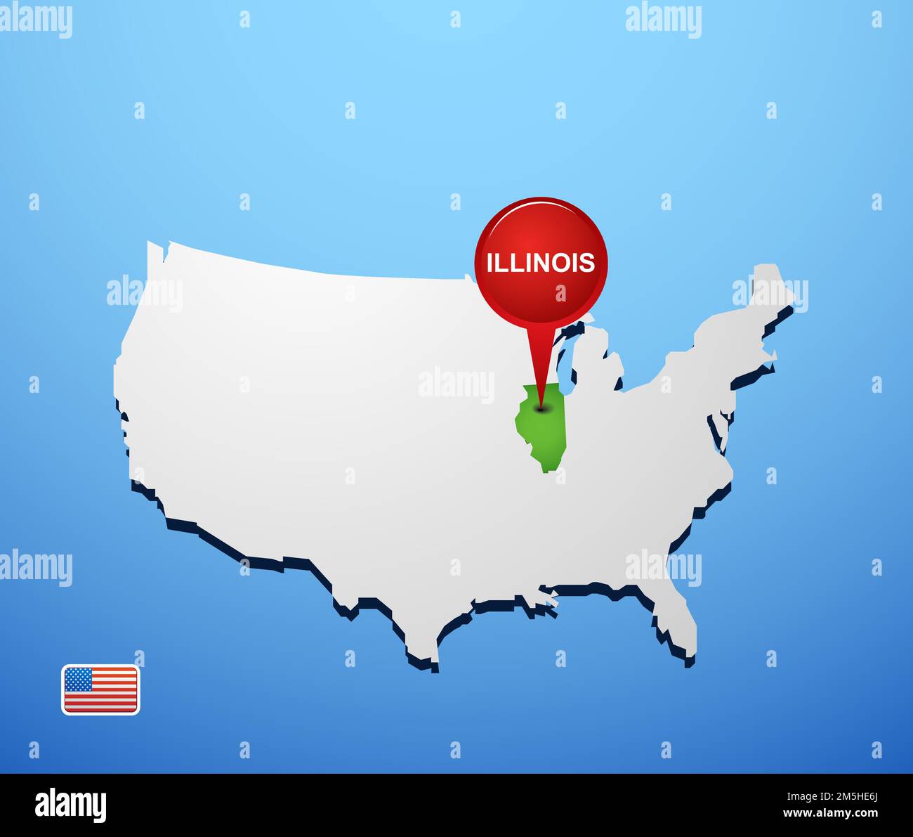 Illinois on USA map Stock Vector Image & Art - Alamy