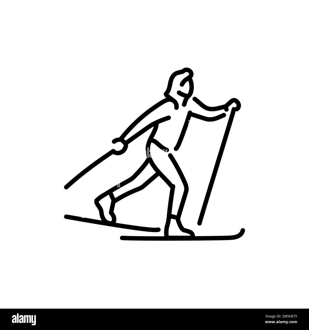 Skier color line icon. Skiing in winter Alps. Vector illustration Stock ...