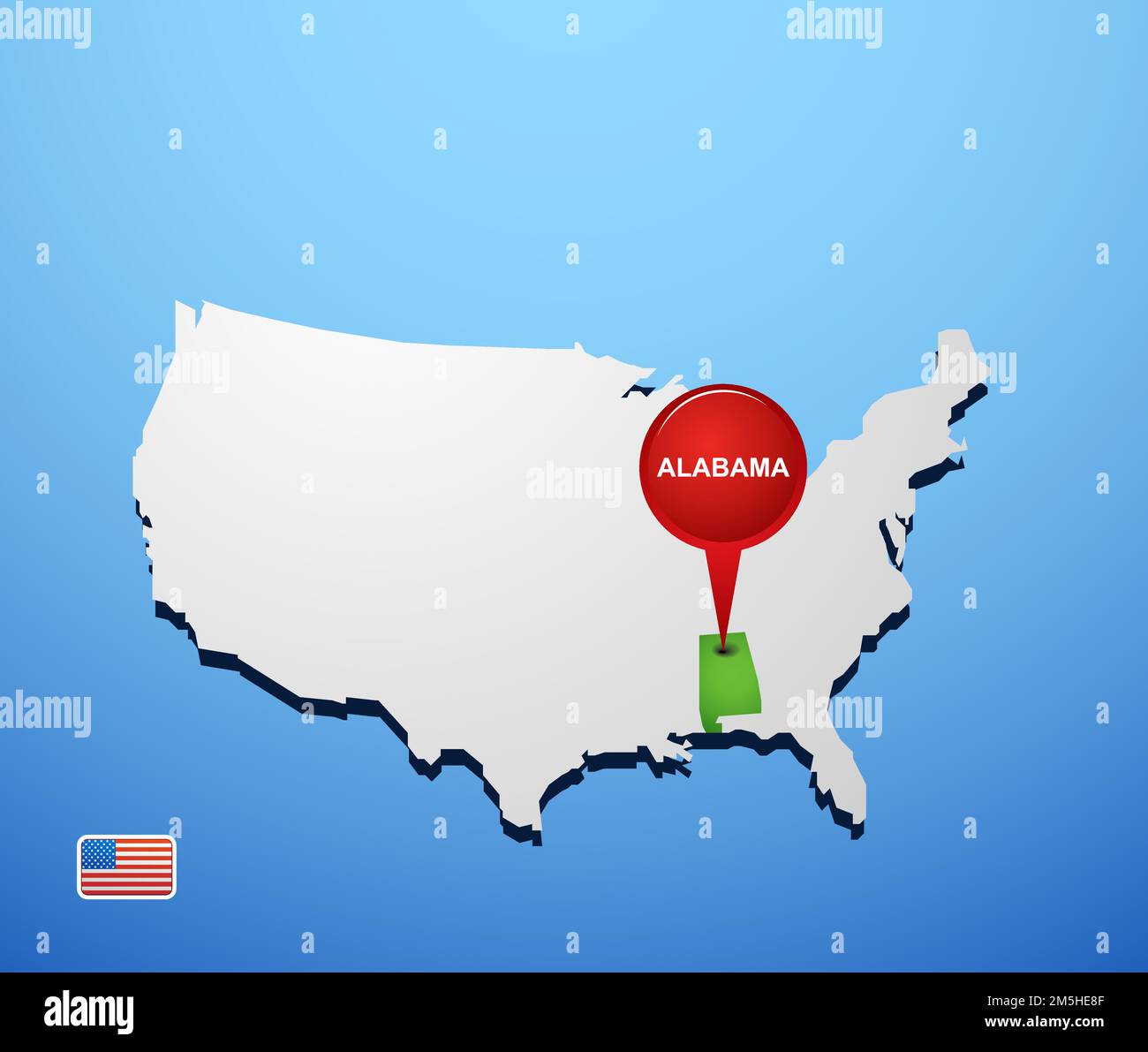 Alabama on USA map Stock Vector Image & Art - Alamy