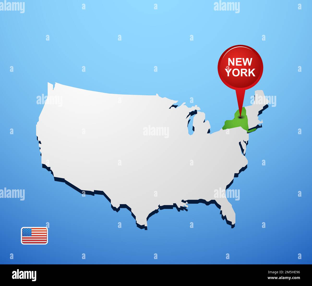 New York on USA map Stock Vector Image & Art - Alamy