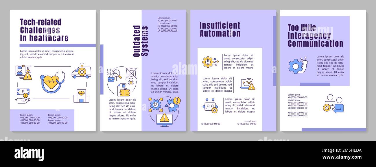 Tech challenges in healthcare purple brochure template Stock Vector ...