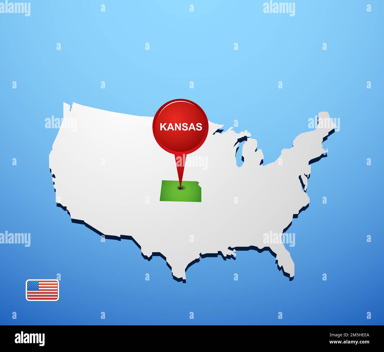 Kansas on USA map Stock Vector Image & Art - Alamy