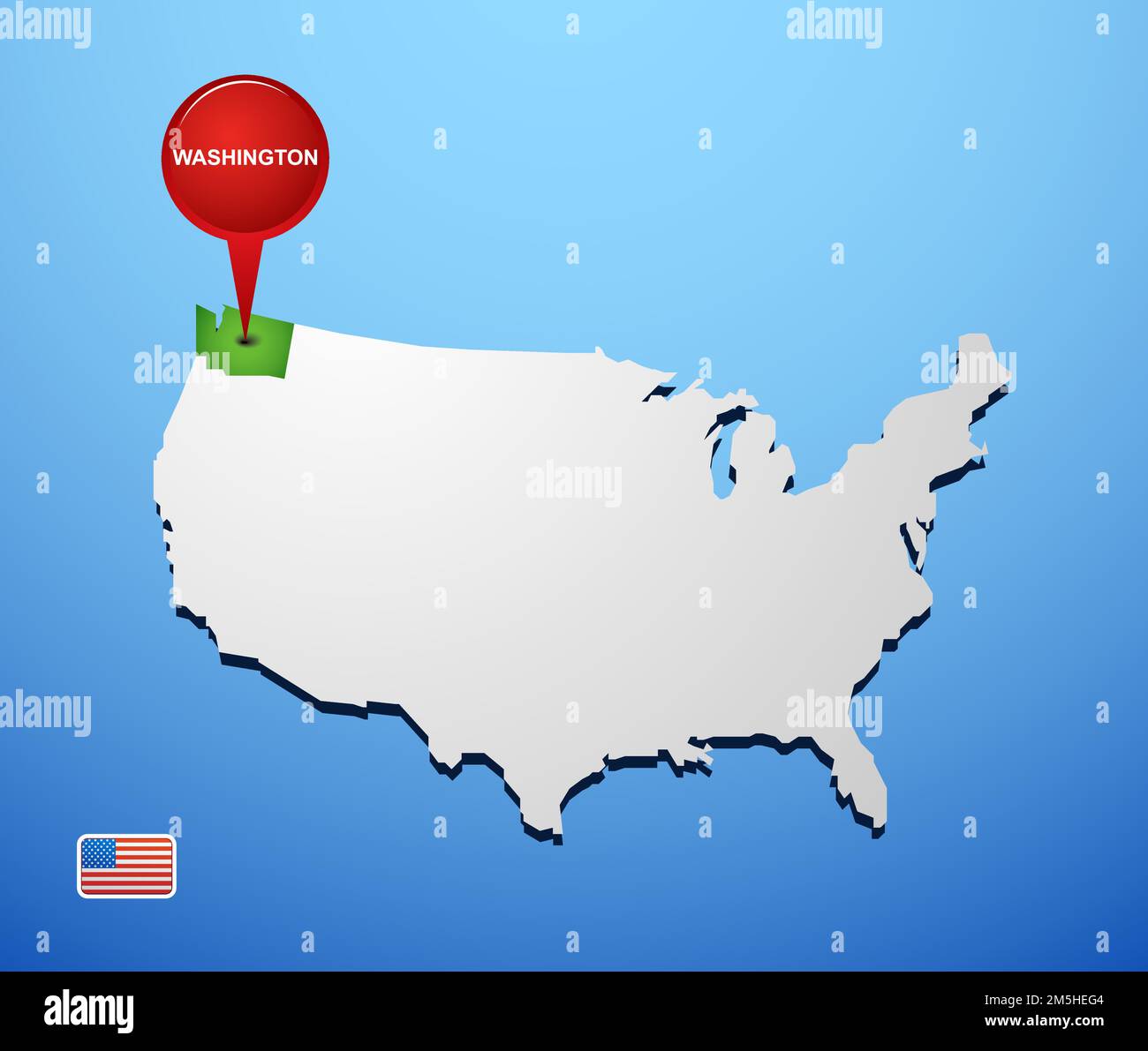 Washington on USA map Stock Vector Image & Art - Alamy