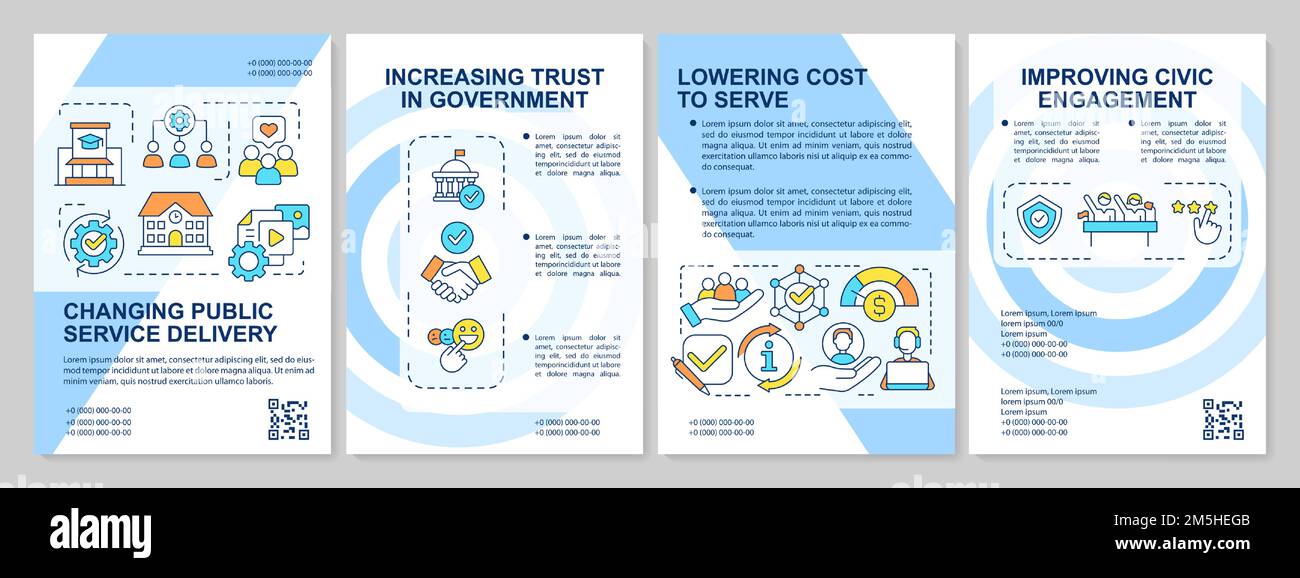 Changing public service delivery blue brochure template Stock Vector ...