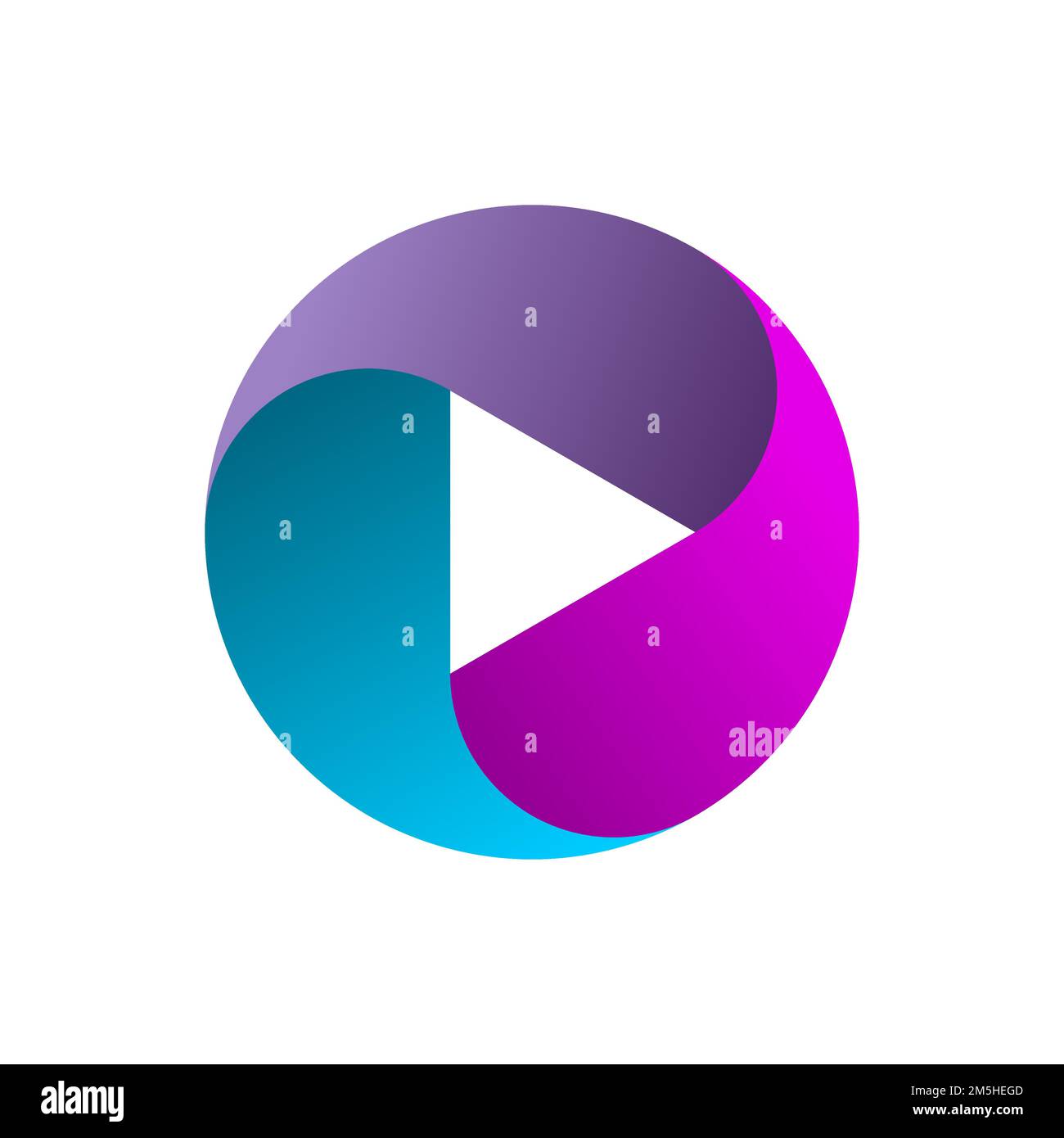 Colorful play button in circle negative space. Media player logo. Video ...